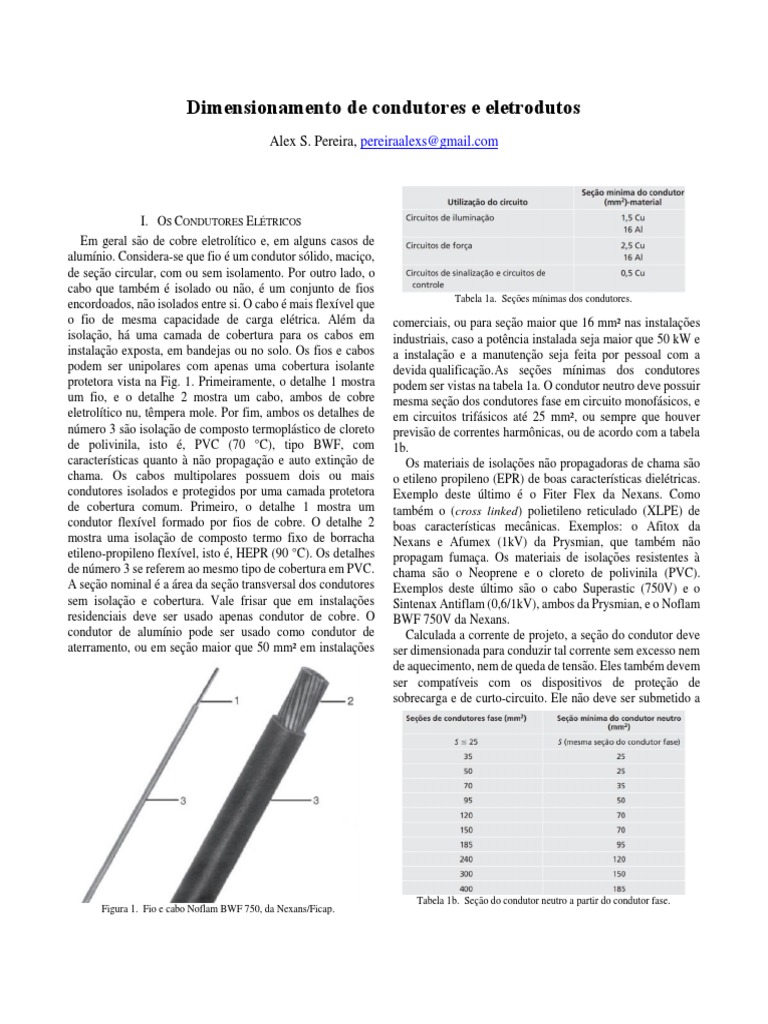 Dimensionamento de Condutores e Eletrodutos | PDF | Condutor elétrico ...