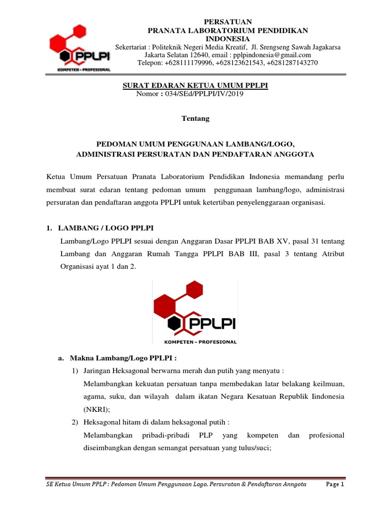 Surat Edaran Ketum Pedoman Umum Penggunaan Logo-Dst | PDF
