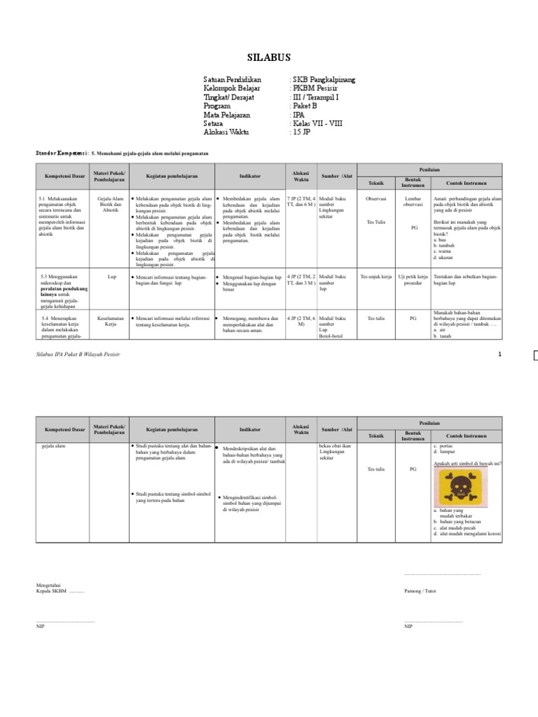 Silabus Ipa Paket B | PDF