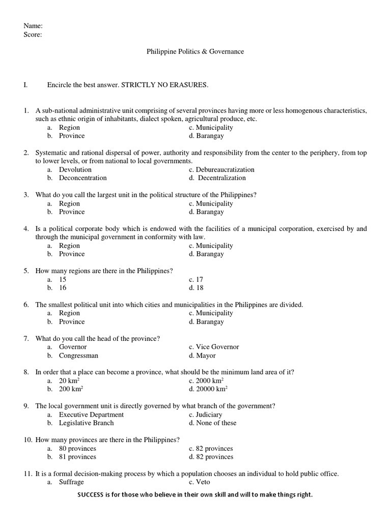 PPG Exam | PDF | Elections | Local Government