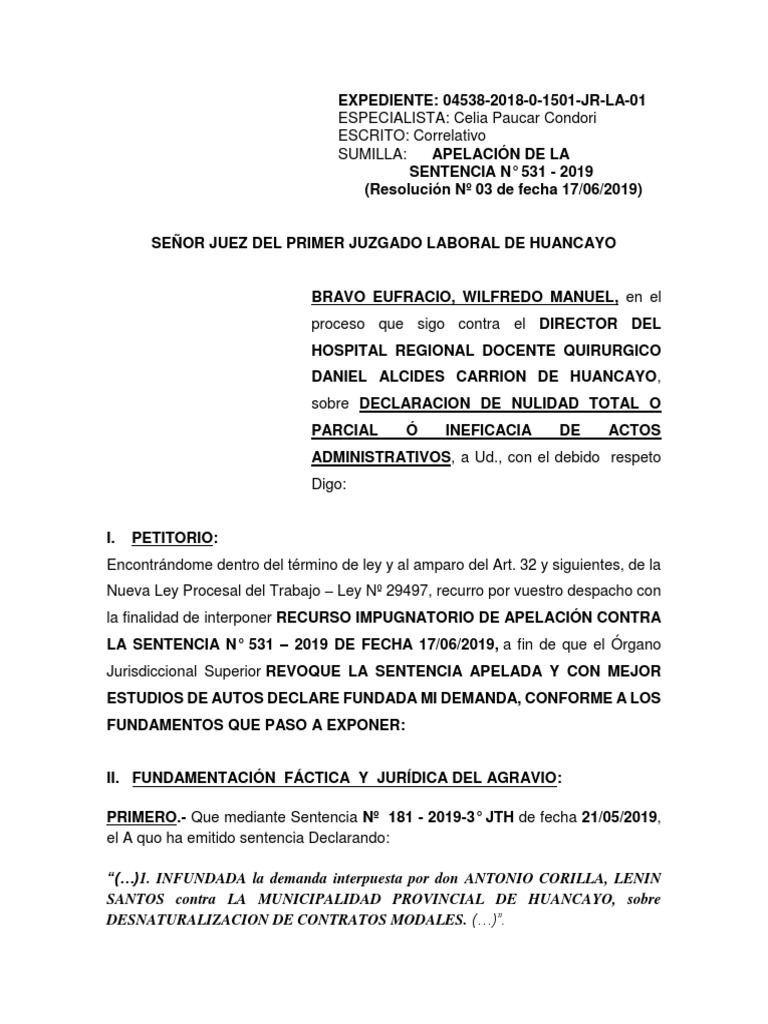 Apelacion Gustavito | PDF | Apelación | Sentencia (ley)