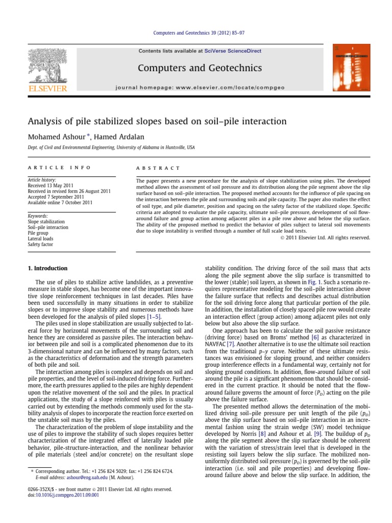 Soil-Pile Interaction in Slope Stabilization | PDF | Deep Foundation ...
