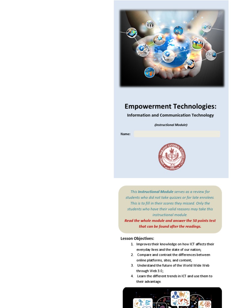 Empowerment Technologies - Lesson 1 | PDF | Websites | World Wide Web