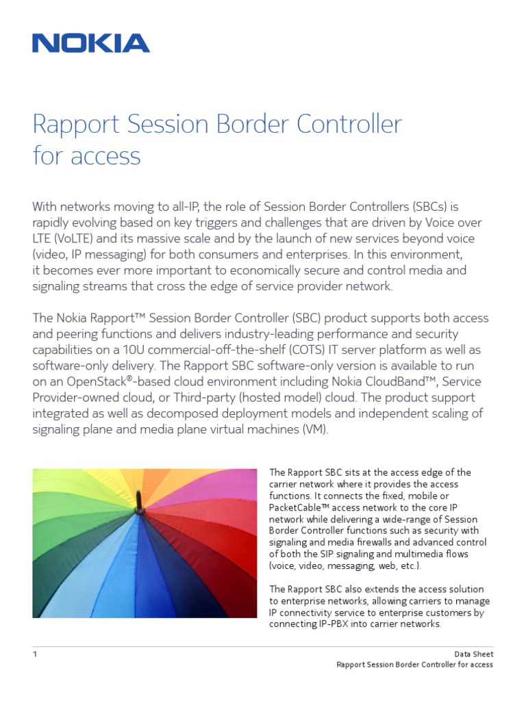Nokia Access SBC Datasheet | PDF | Session Initiation Protocol | Voice ...