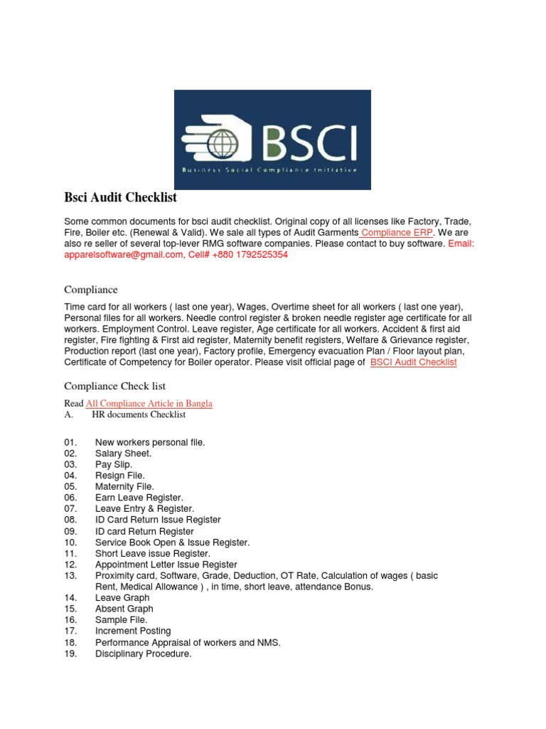 Bsci Audit Checklist | Download Free PDF | Firefighting | Fire Safety