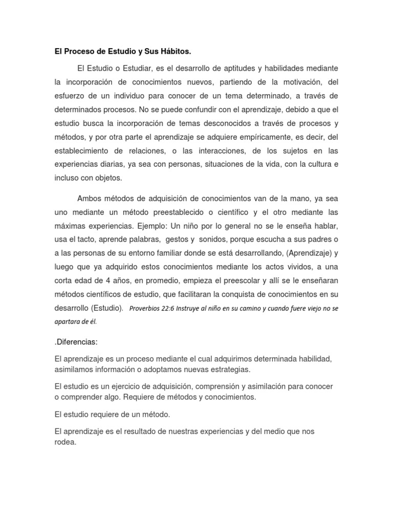 Proceso de Estudio y Hábitos Efectivos | PDF | Salud y bienestar ...