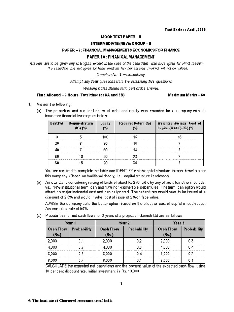 Question No. 1 Is Compulsory. Attempt Any Four Questions From The ...