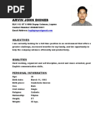 Jollibee Aplication Letter | PDF