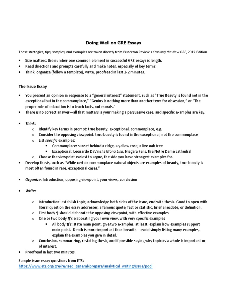 GRE Essays | PDF | Argument | Essays