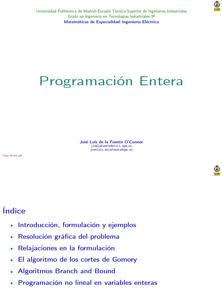 Programación Entera | PDF | Algoritmos | Conceptos matemáticos