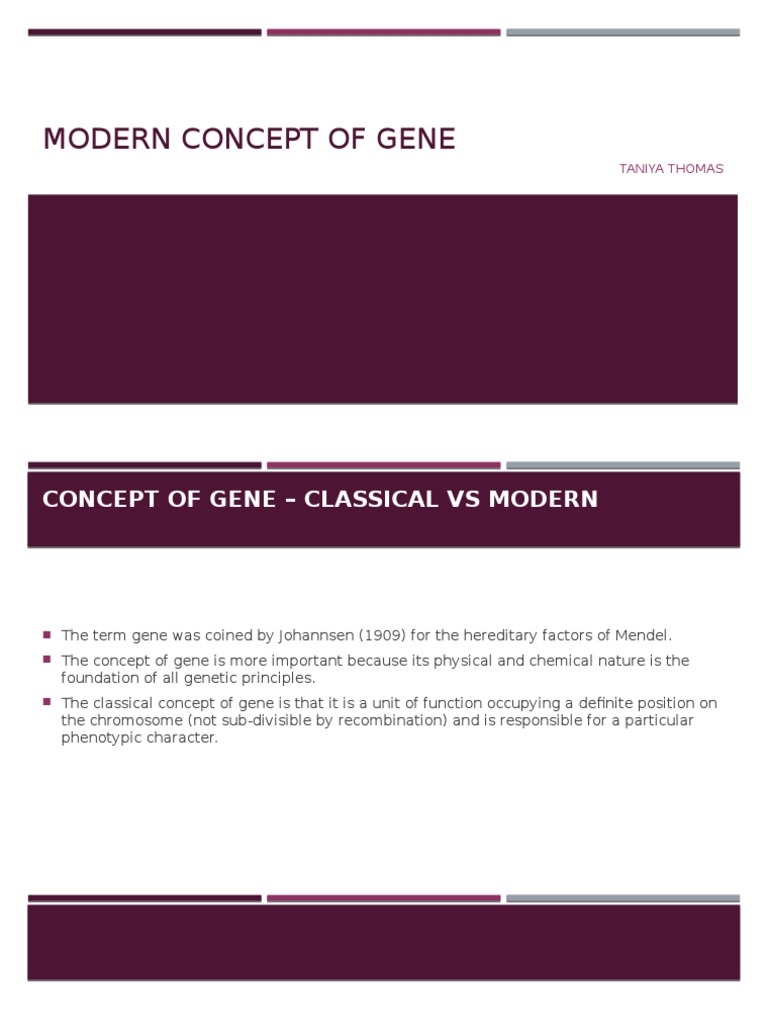 Classical vs Modern Gene Concepts | PDF | Gene | Phenotypic Trait