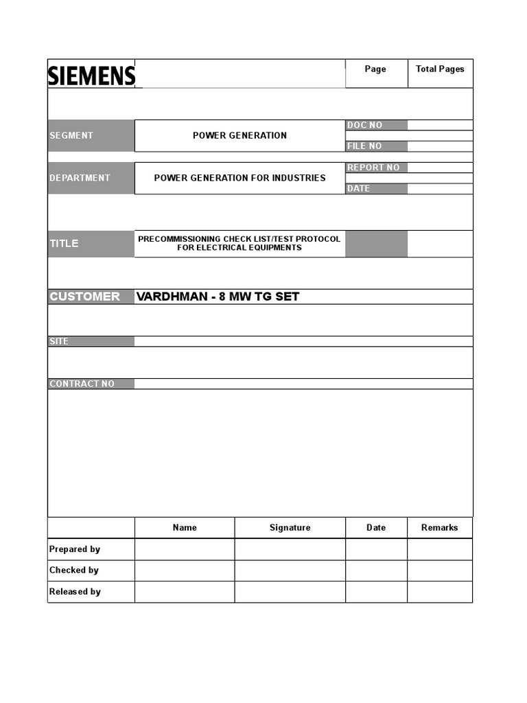 Electrical Pre-Commissioning Protocols | PDF | Calibration | Capacitor