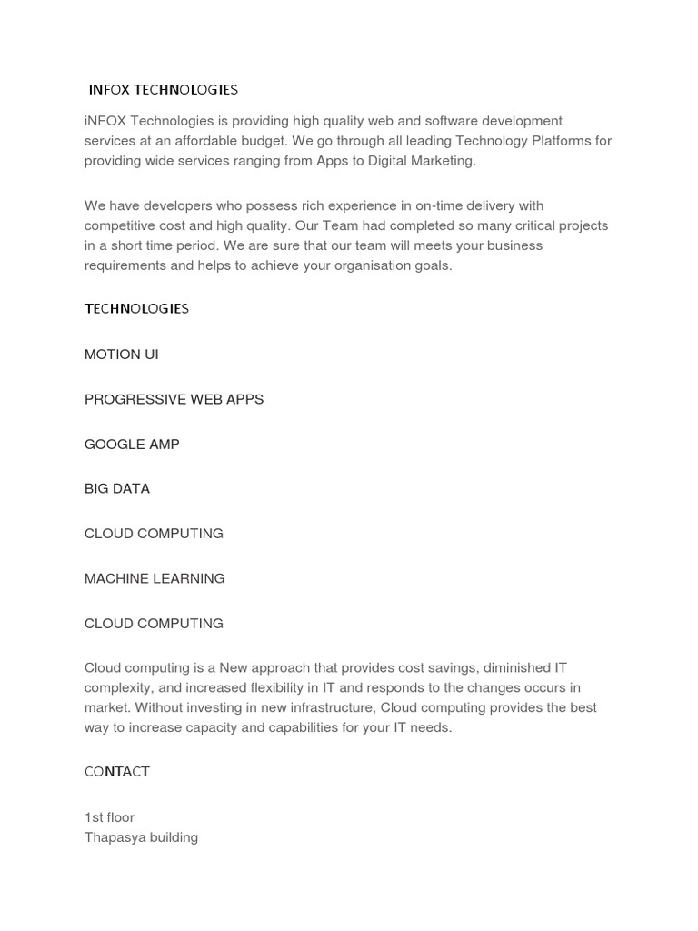 Infox Technologies | PDF
