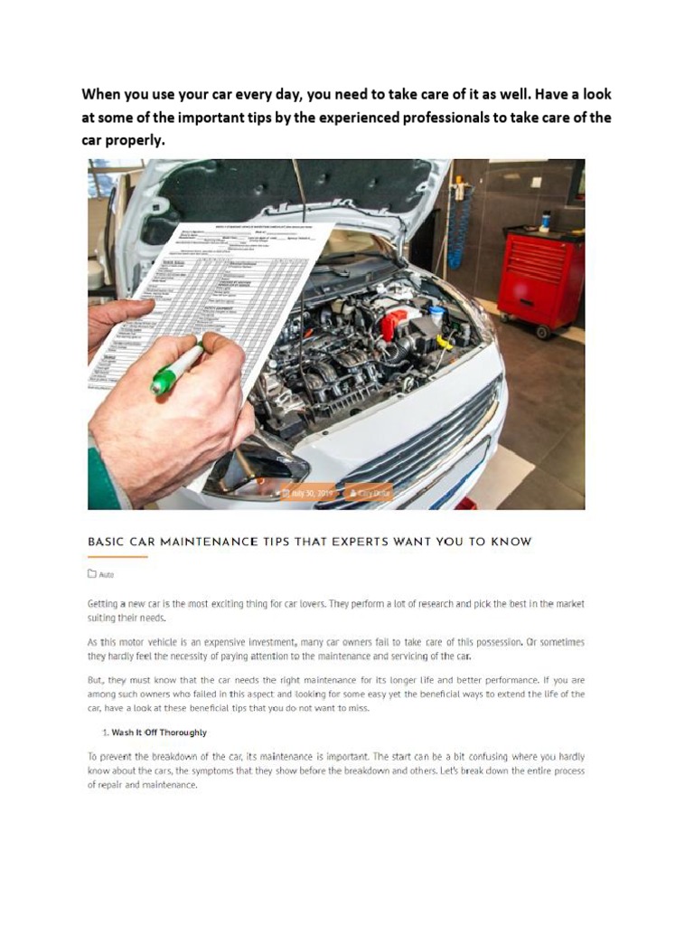 Basic Car Maintenance Tips That Experts Want You To Know | PDF | Career & Growth | Technology ...