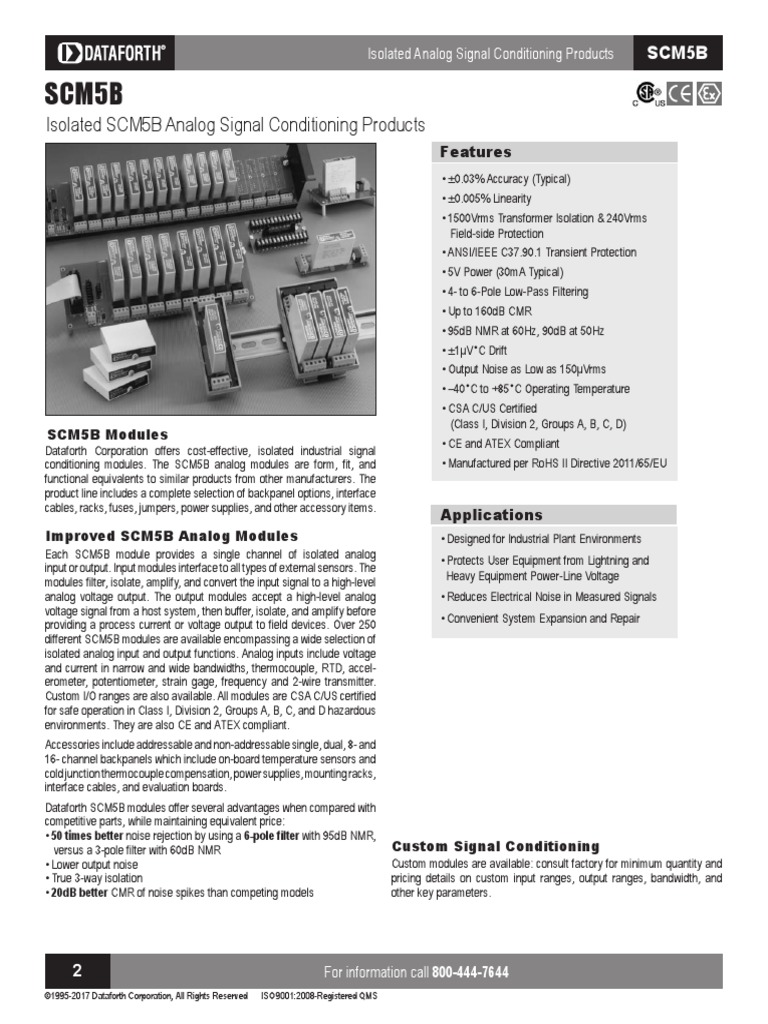 Isolated SCM5B Analog Signal Conditioning Products | PDF | Filter (Signal Processing ...