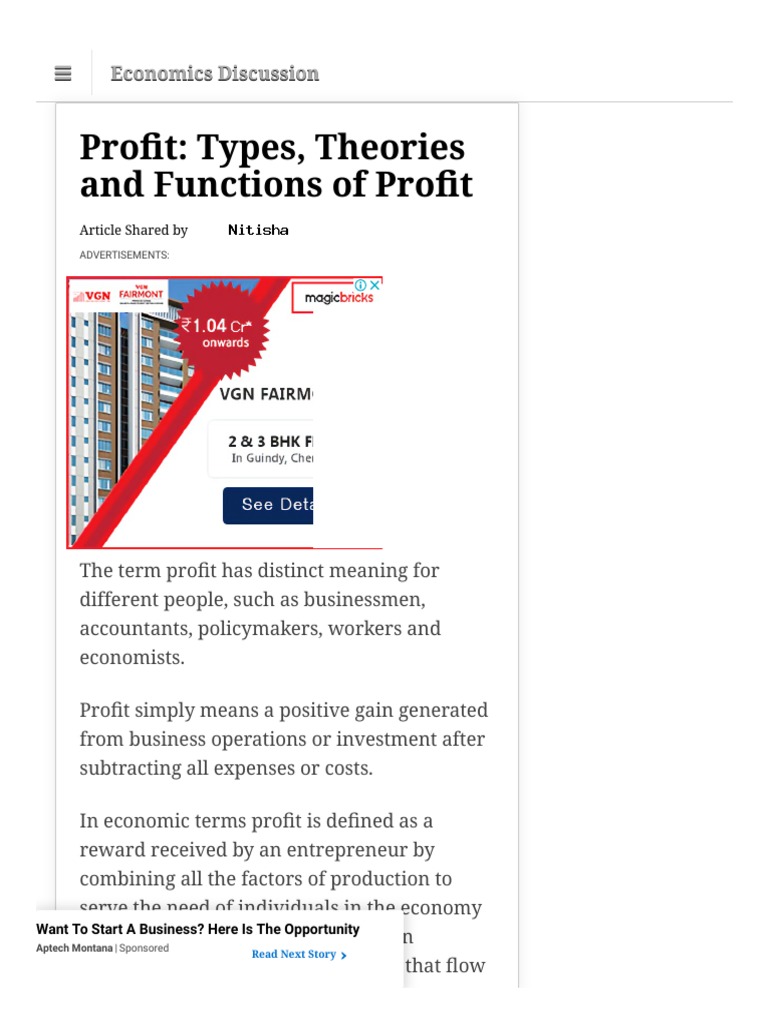 Profit: Types, Theories and Functions of Profit | PDF | Profit ...