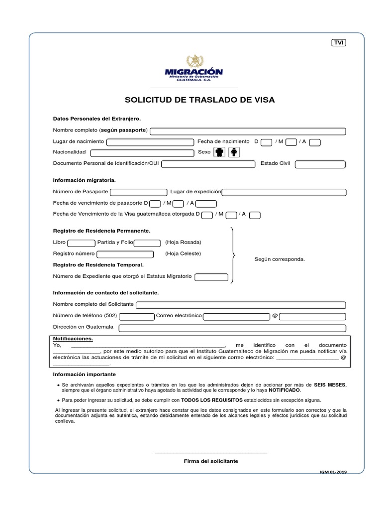 Formulario Migracion | PDF | Pasaporte | Guatemala