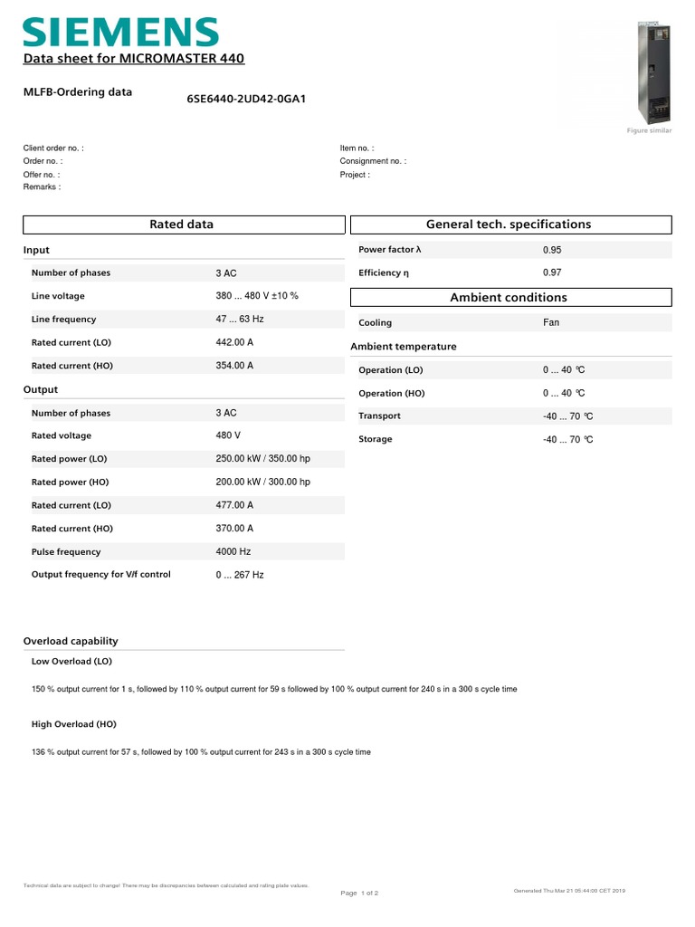 Datasheet English Siemens Micromaster 440 | PDF | Alternating Current ...