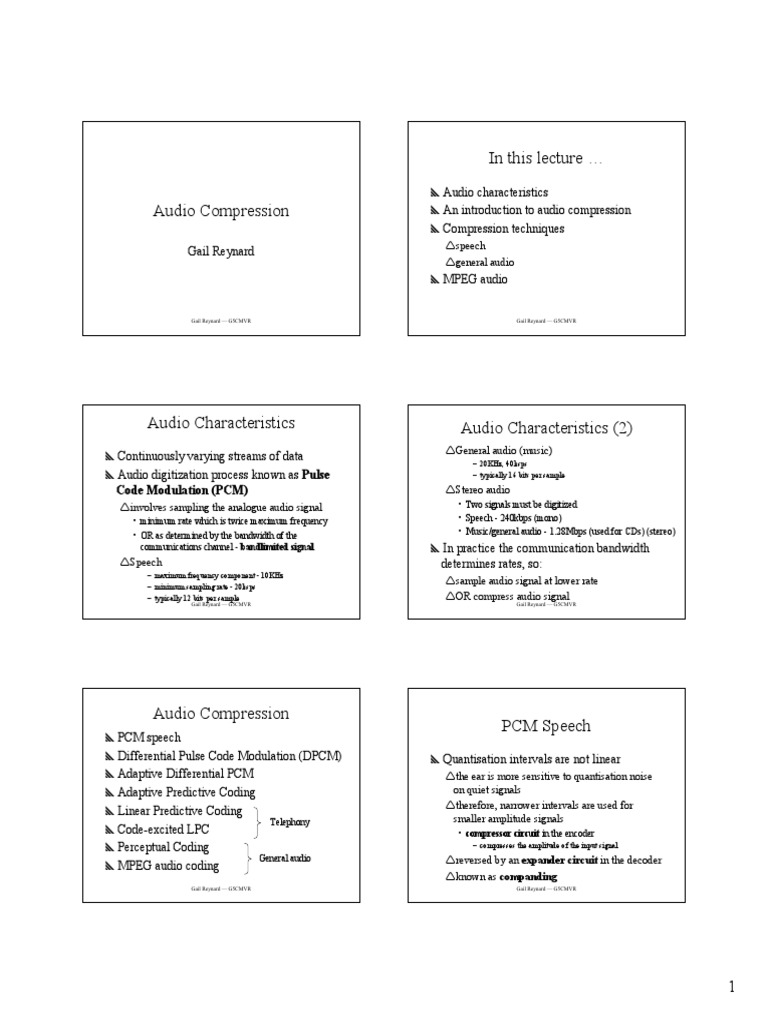 Audio Compression | PDF | Digital Audio | Data Compression
