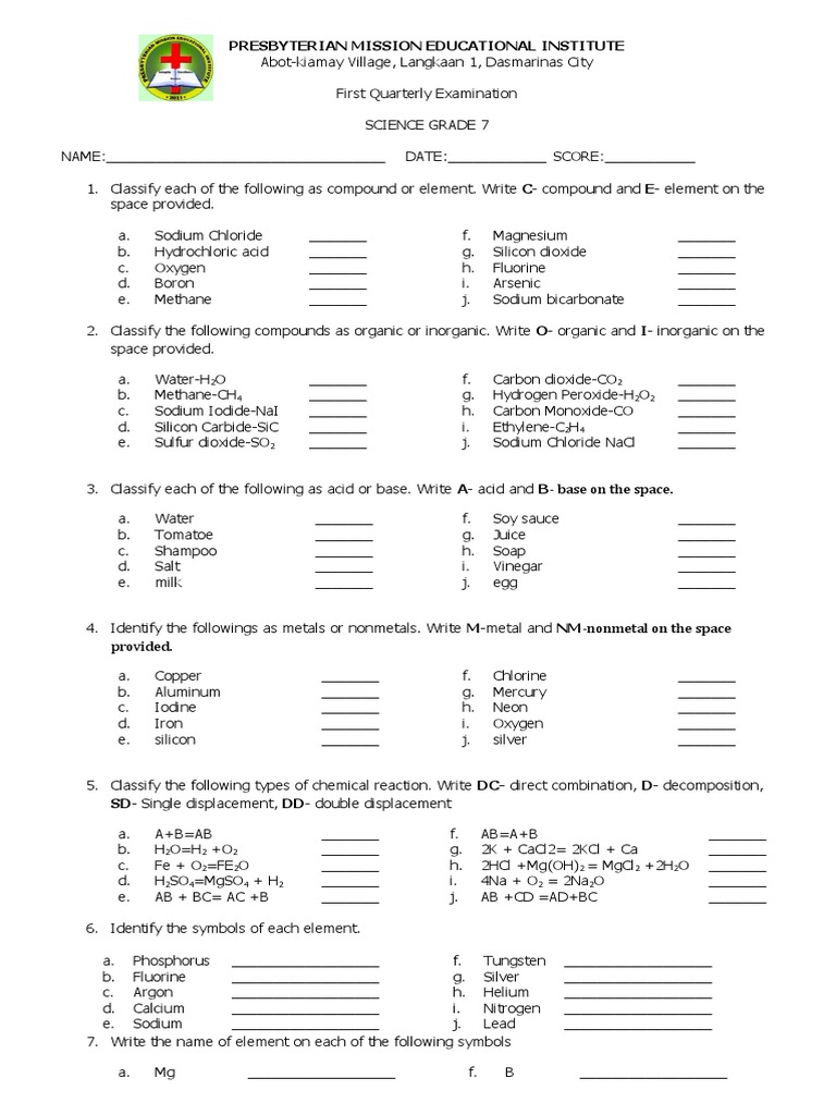 Science Grade 7 | PDF | Fluorine | Solution