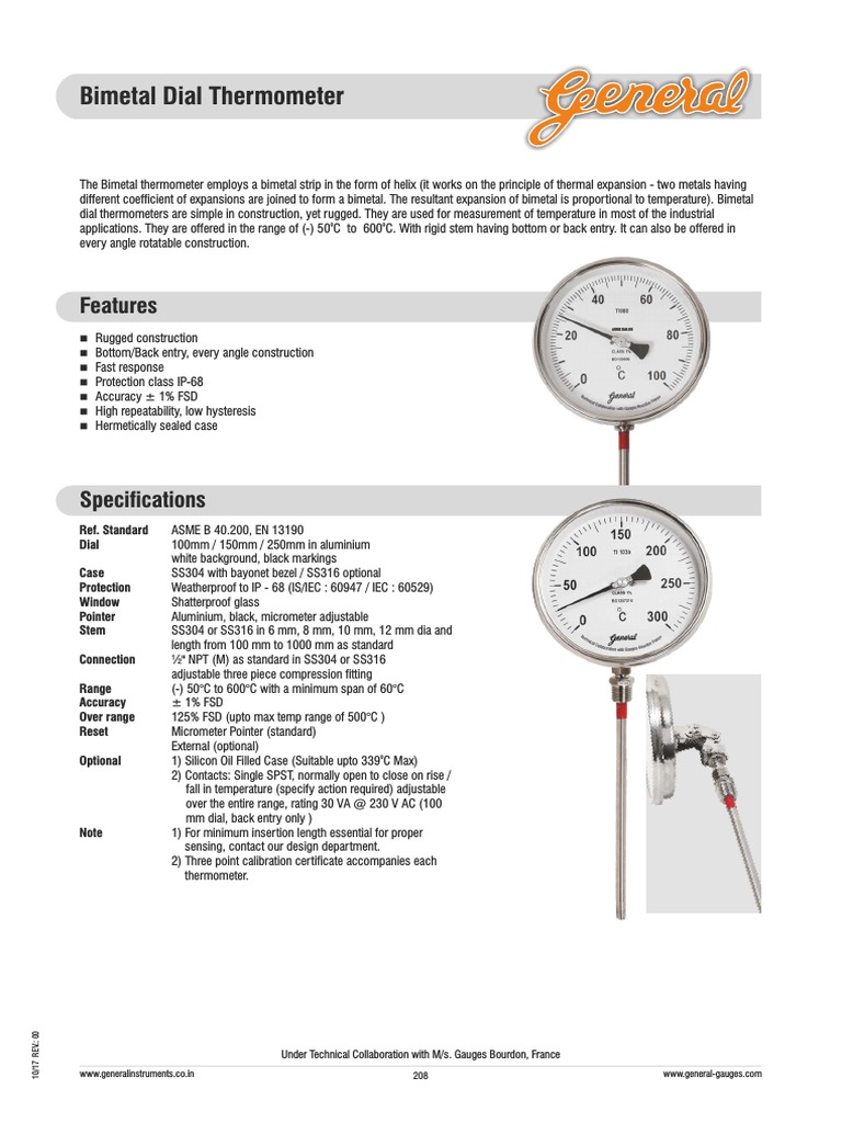 Bimetal Dial Thermometer | PDF | Thermal Expansion | Building Engineering