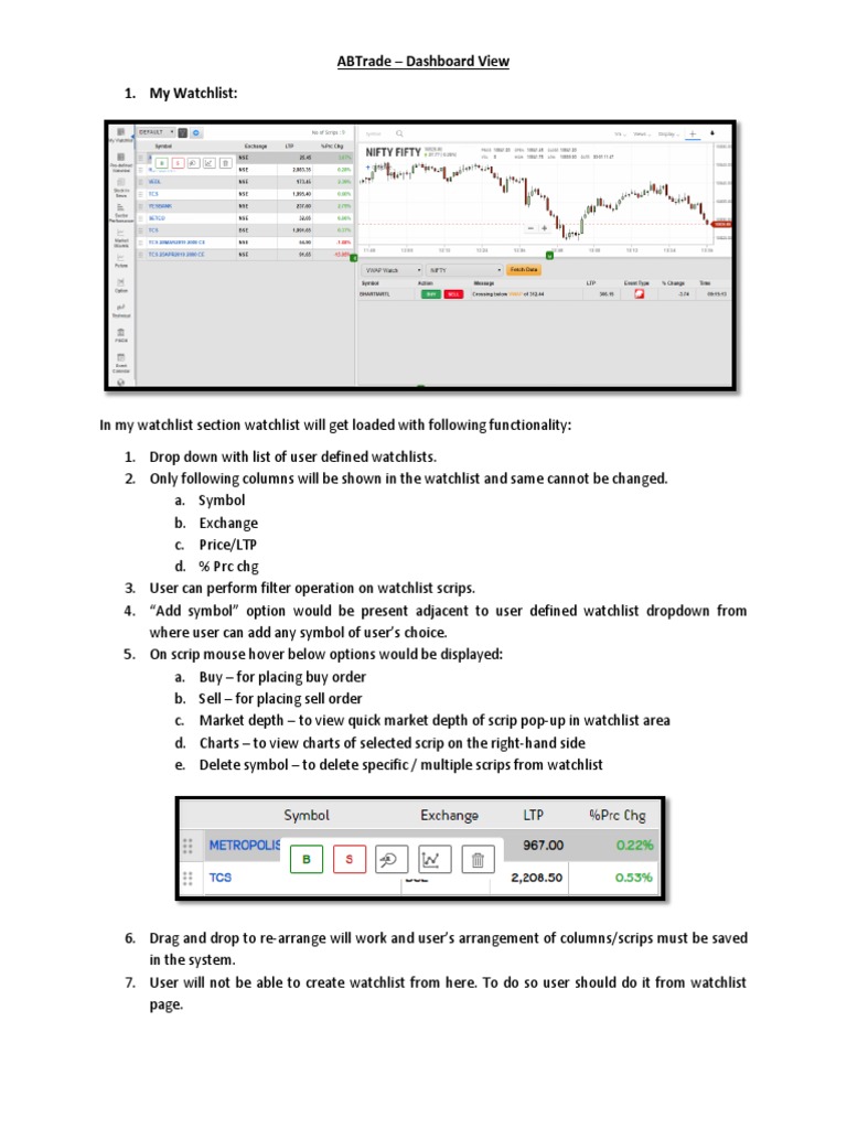 Abtrade - Dashboard View 1. My Watchlist | Download Free PDF | Business