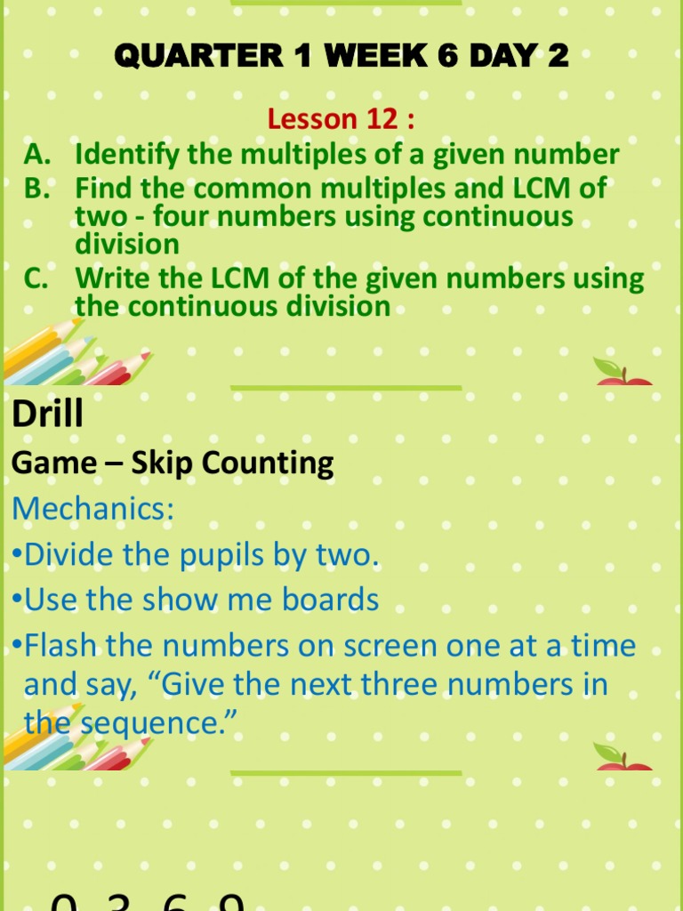 Quarter 1 Week 6 Day 2: Lesson 12 | PDF | Division (Mathematics) | Numbers