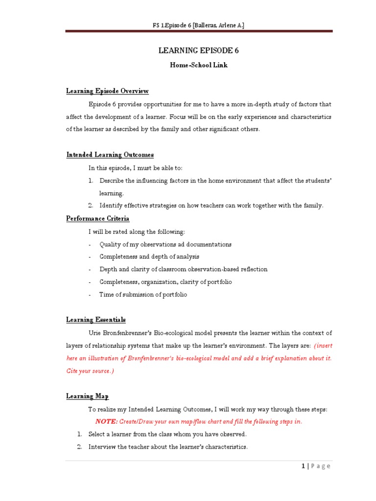 Home-School Link Learning Episode Overview | PDF | Sibling | Child ...
