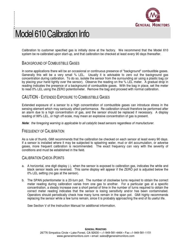 610 Cal Chart | Download Free PDF | Calibration | Sensor