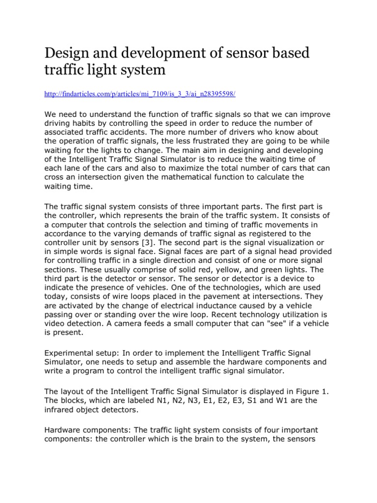 Design And Development Of Sensor Based Traffic Light System Pdf