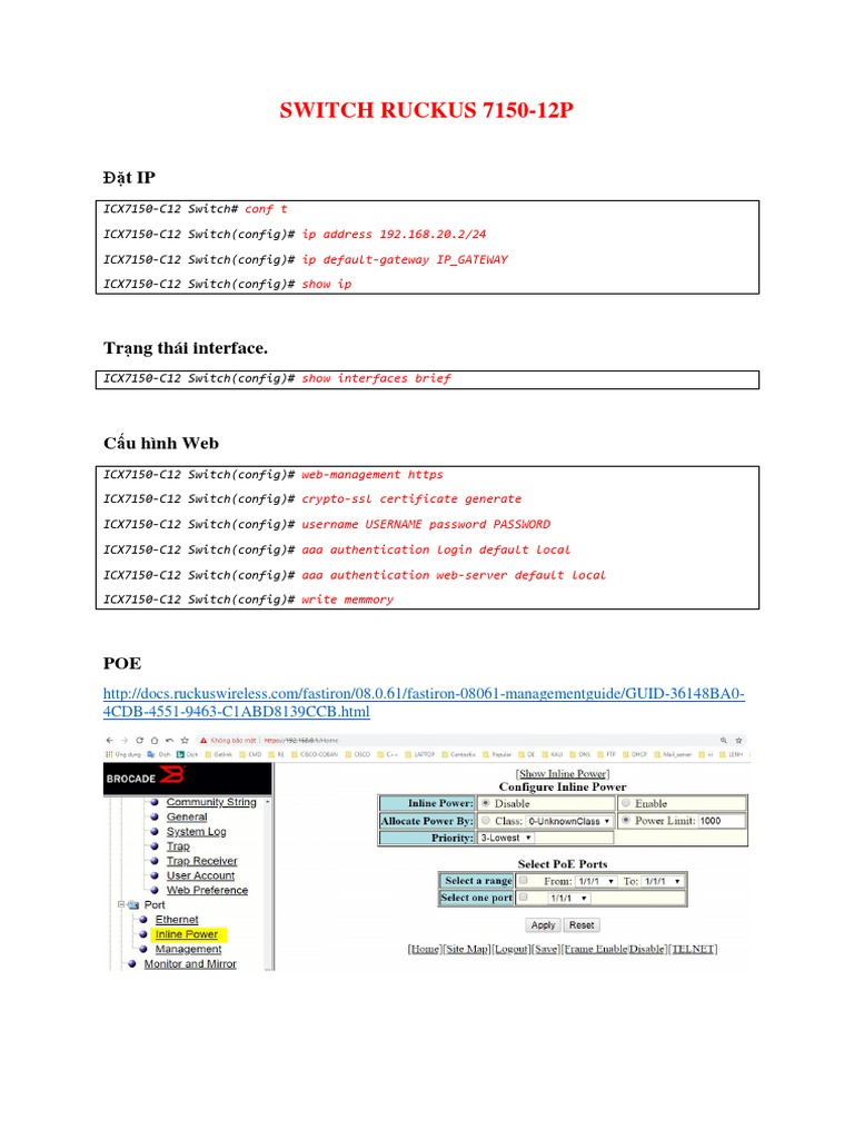GUIDE Configure Switch Ruckus 7150 | PDF