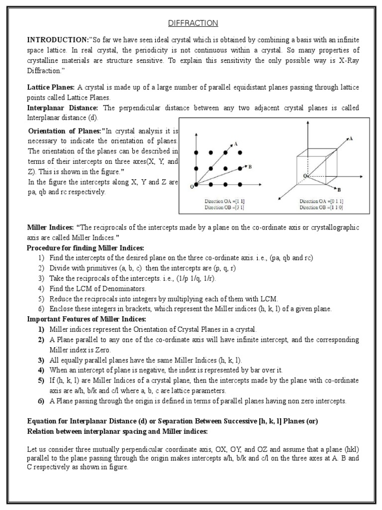 Diffraction | PDF | Cartesian Coordinate System | Crystal Structure
