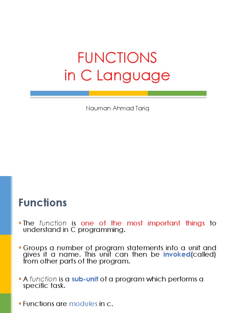 Functions Mode For Bahria University Presentation | PDF | Subroutine | Parameter (Computer ...