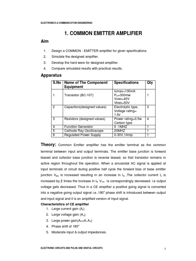 Emt | PDF | Amplifier | Electronic Circuits