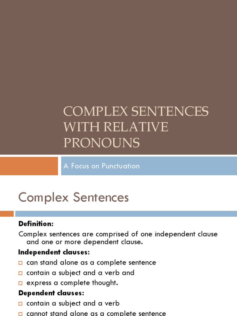 Complex Sentences With Relative Pronouns: A Focus On Punctuation | PDF ...