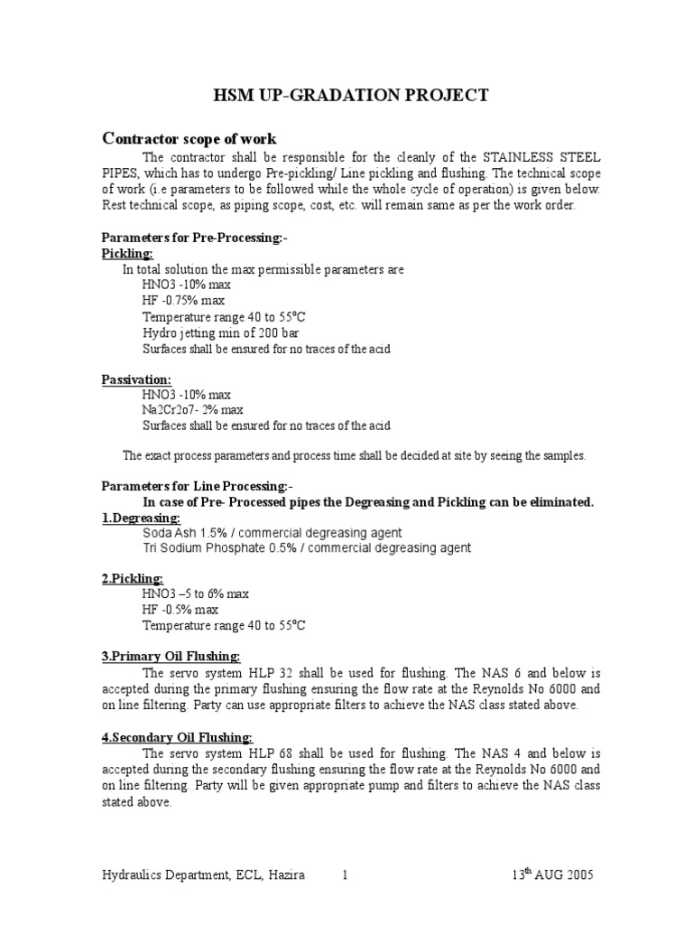 HSM Up-Gradation Project C: Ontractor Scope of Work | PDF