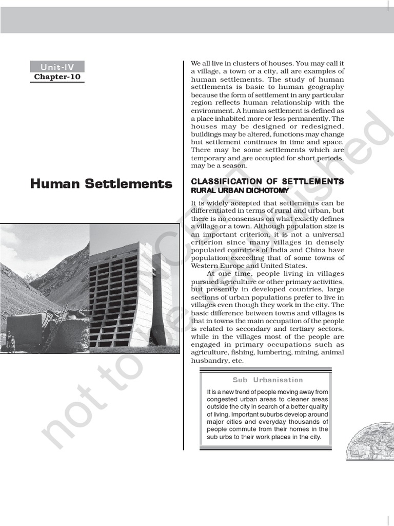 © Ncert Not To Be Republished: Human Settlements | Download Free PDF ...