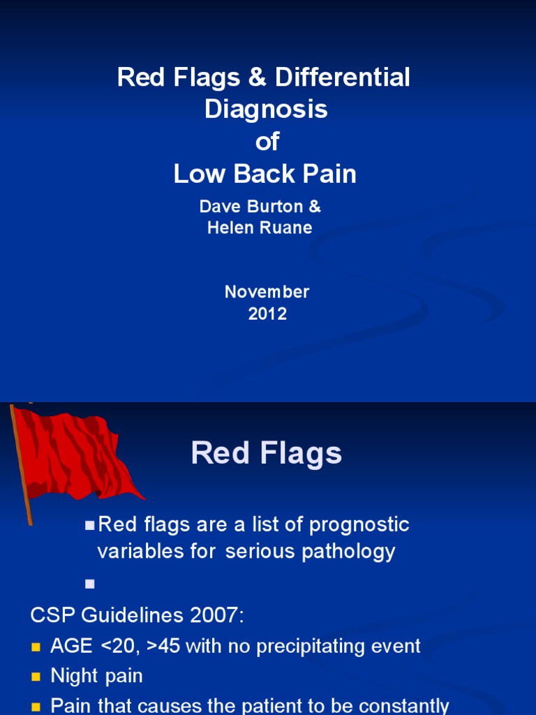 Differential Diagnosis of Low Back Pain | PDF | Back Pain | Diseases ...
