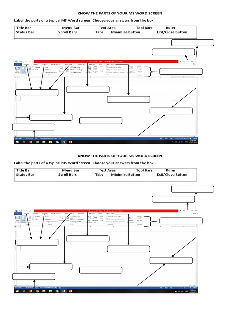 MS Word Screen Parts Guide | PDF