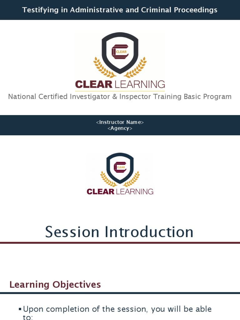 Testifying in Administrative and Criminal Proceedings: National ...