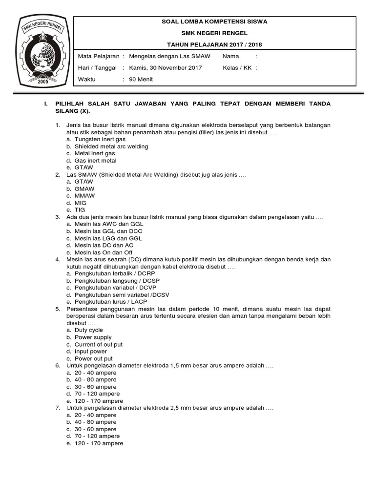 Soal Lomba Kompetensi Siswa SMK Negeri Rengel TAHUN PELAJARAN 2017 / ...