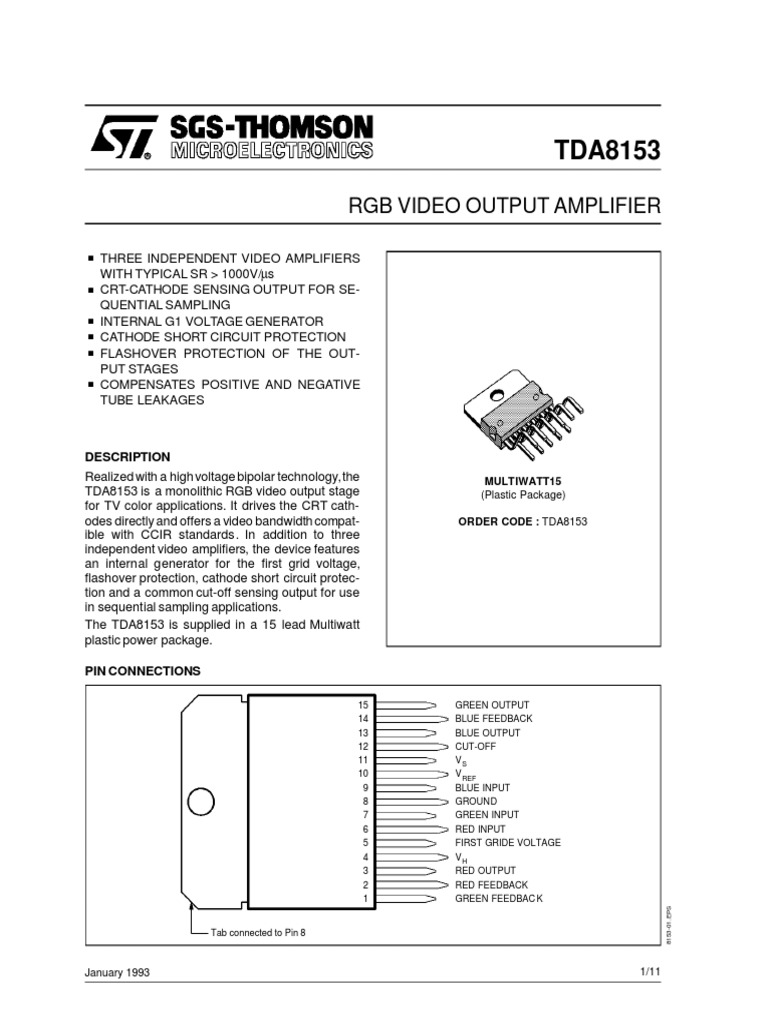 Tda 8153 | PDF | Amplifier | Feedback