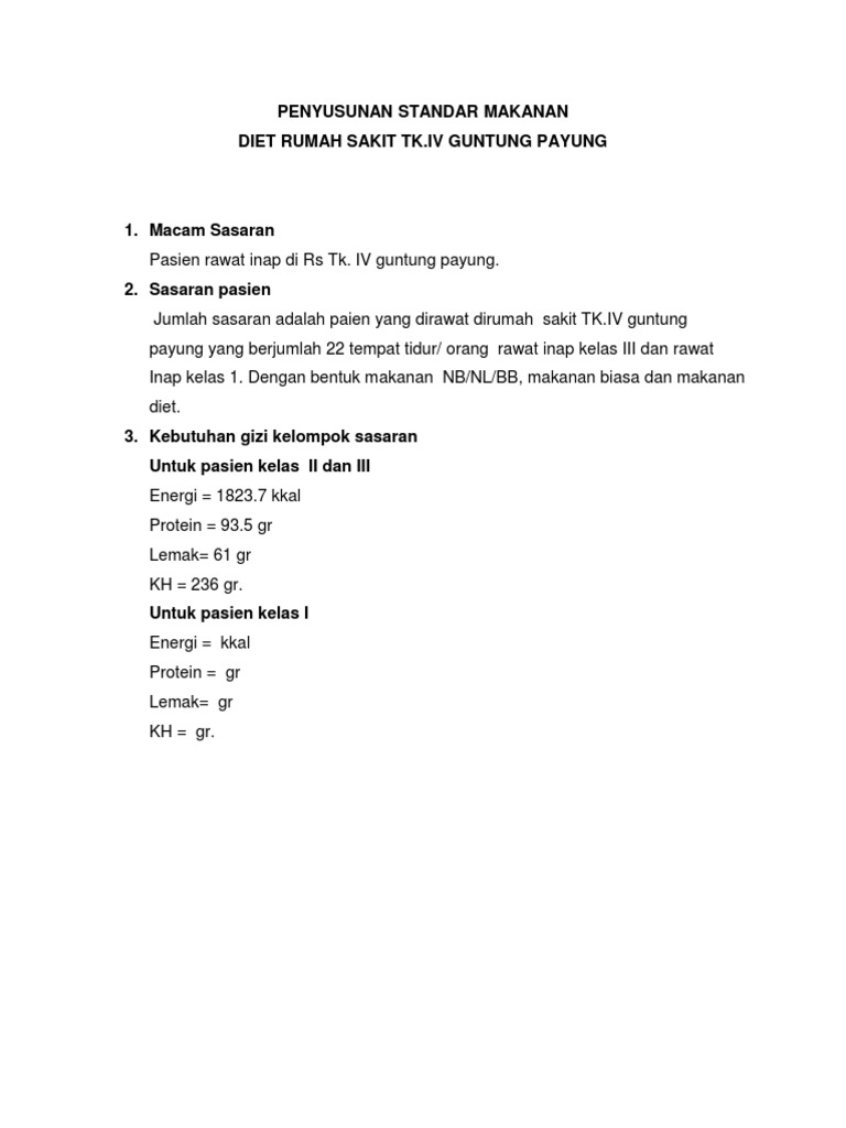 Penyusunan Standar Makanan | PDF