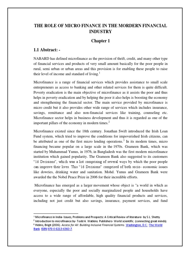 The Role of Micro Loans in The Mordern Financial Industry-Dessertation 1st Draft | PDF ...