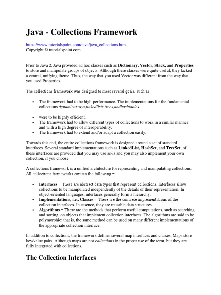 Java Collections Framework Pdf Class Computer Programming Method Computer Programming