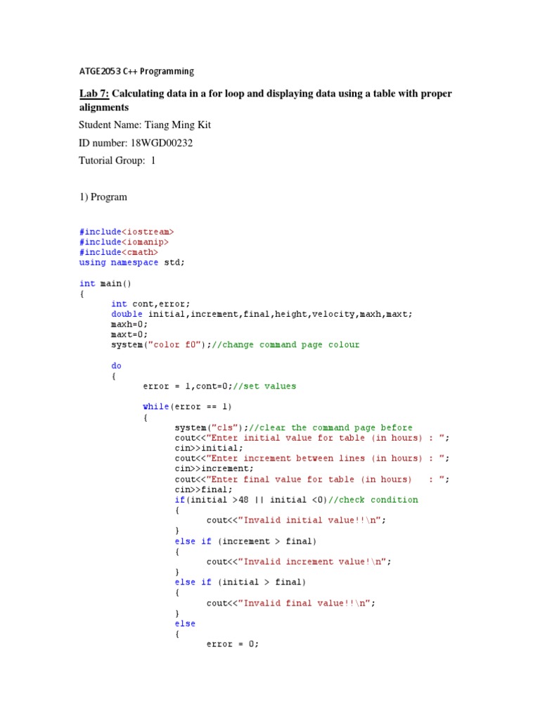 C Programming Lab Report Pdf Areas Of Computer Science Computer Programming