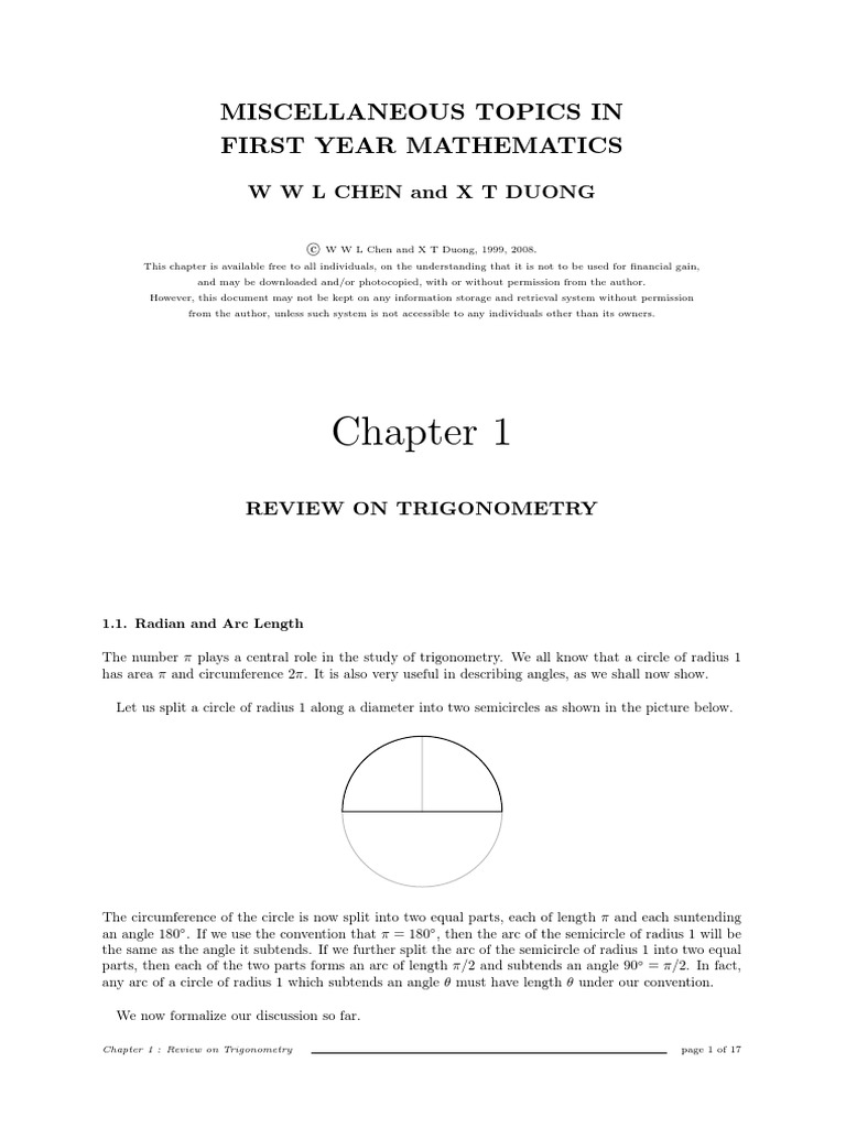 Miscellaneous Topics in First Year Mathematics: Wwlchenandxtduong | PDF ...