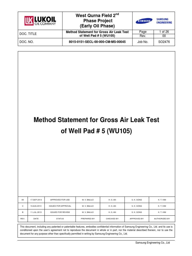 Leak Test Procedure PDF | PDF