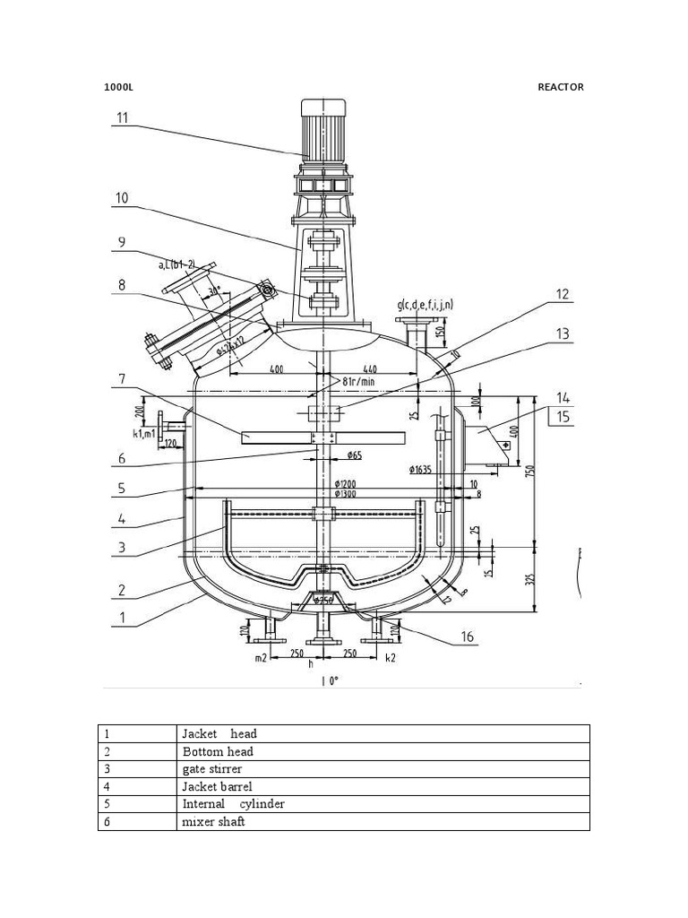 1000L Reactor Drwaing | PDF | Engines | Gas Technologies