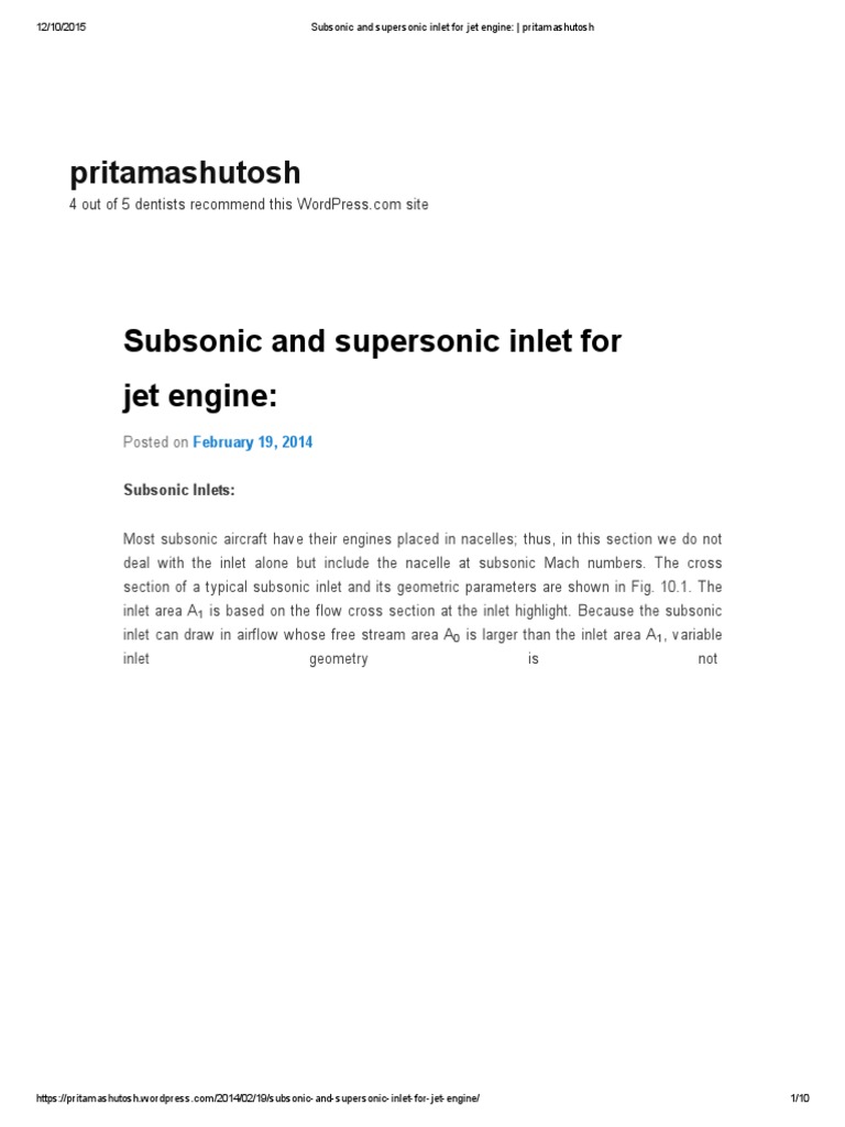 Subsonic and Supersonic Inlet Design | PDF | Aerodynamics | Supersonic ...